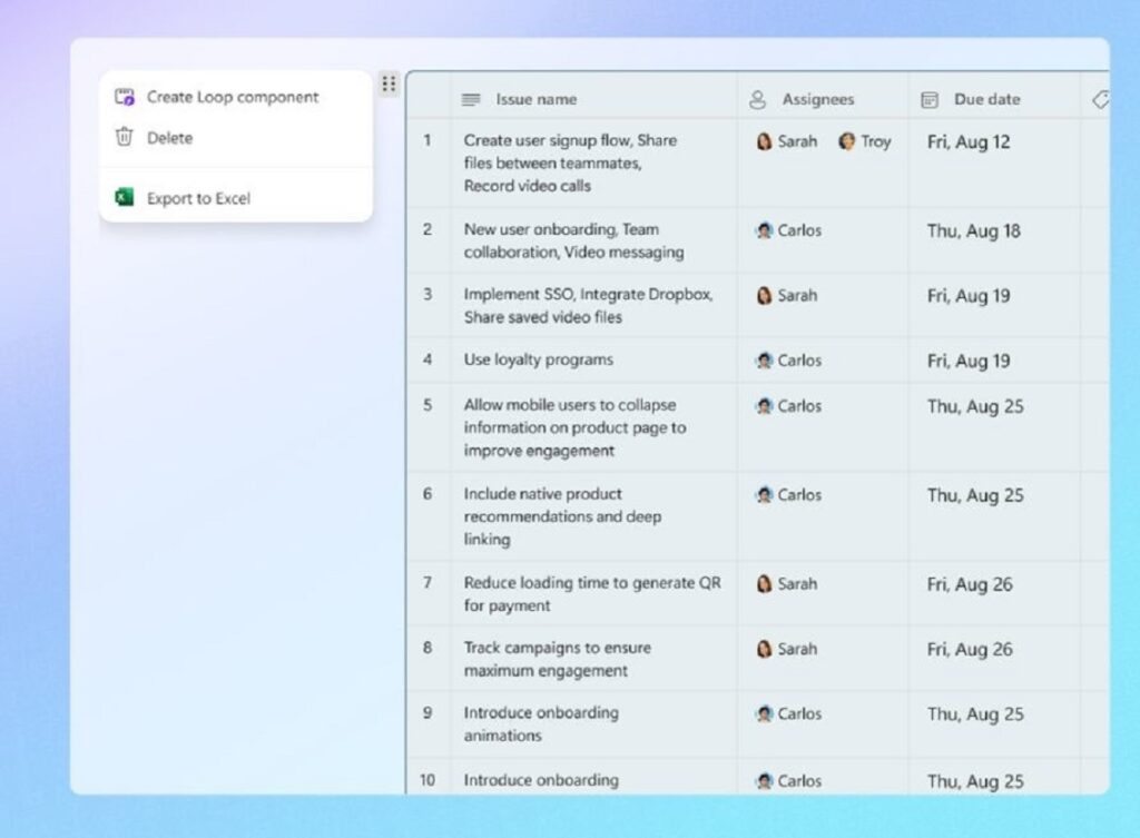 اضافه شدن روشی برای انتقال جداول Loop به اکسل